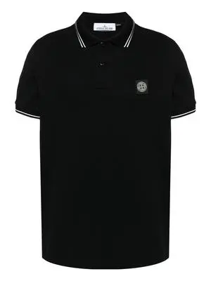 Stone Island Stone Island Organic Cotton Piqué Stretch Polo For Men Black