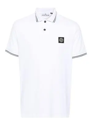 Stone Island Organic Cotton Piqué Polo With Stretch - White