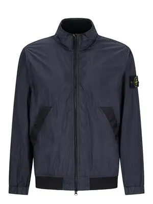 Stone Island Long Sleeve Performance Jacket With Stand Collar And Zip Up Closure - Navyblue