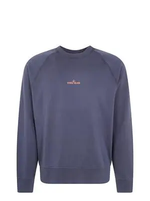 Stone Island STONE ISLAND Compass Logo-Print Oversized Fleece Sweater Bluenavy