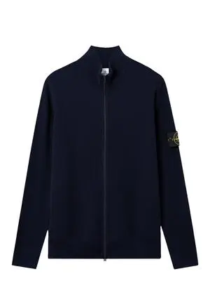 Stone Island Logo Patch Zip-front Cardigan - Navyblue