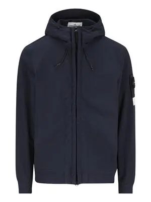 Stone Island STONE ISLAND Logo Patch Hooded Zip-Up Jacket Navyblue