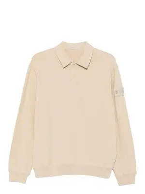 Stone Island Logo-patch Button-up Polo Shirt - Beige