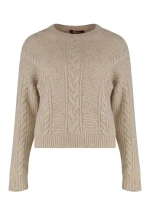 MAX MARA MAX MARA STUDIO Cropped Alpaca Blend Sweater With Metallic Braids