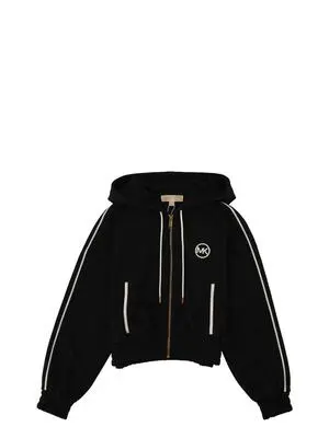 Michael Kors MICHAEL BY MICHAEL KORS Cropped Zip-Up Hoodie Jacket Black