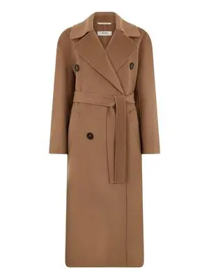 Max Mara Tailored Double Breasted Belted Jacket In Wool-cashmere - Camel