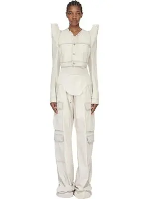 Rick Owens Cargo Shorts With Elasticated Drawstring And Mini Front Zip - Bianco