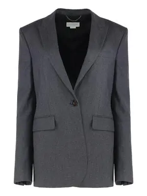 Stella McCartney Single-breasted One-button Wool Jacket With Lapel Collar - Grey