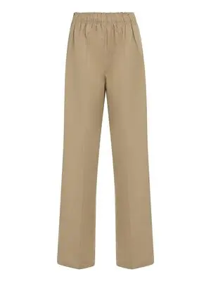 PRADA PRADA Leather-Trimmed Cotton Trousers