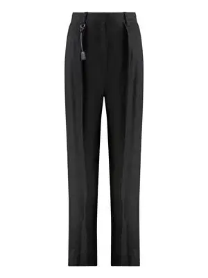 Elisabetta Franchi High-waisted Wide-leg Trousers With Detachable Logo Charm - Black