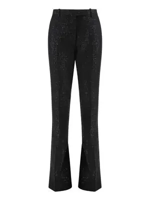 TOM FORD Sequined Wool-blend Crepe Tailored Straight-leg Trousers - Black