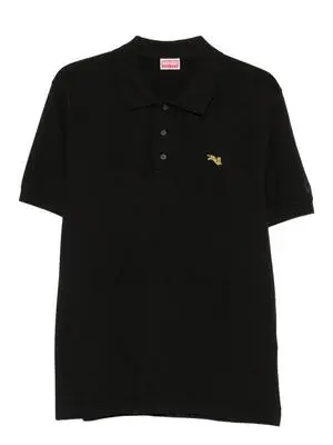 Kenzo Tiger-patch Polo Shirt - Black