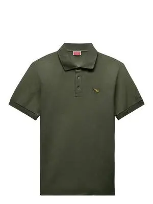 Kenzo Tiger-patch Polo Shirt - Darkkhaki