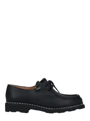 Paraboot Leather Lace-up Moccasin Toe Lug Sole Shoes - Black