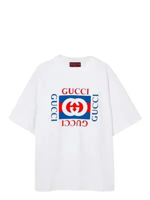 Gucci Interlocking G Print Crewneck Dropped-shoulder T-shirt - Bianco
