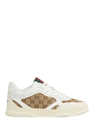 Gucci Gg Cross Lace-up Sneakers With Web Tape Tongue - Bianco