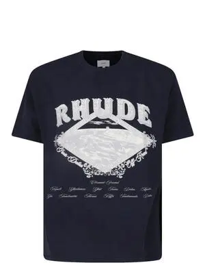 Rhude 100% Cotton Crewneck T-shirt - Black