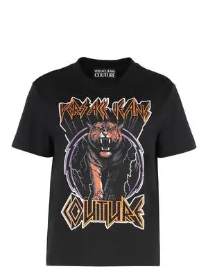 Versace Graphic Print Cotton T-shirt - Black