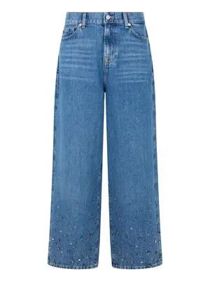 7 For All Mankind Tailorless Slouchy Fit Rhinestone-trim Jeans - Denim