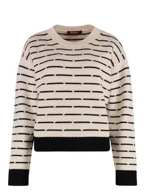 MAX MARA MAX MARA STUDIO Striped & Diamond Motif Wool Cashmere Sweater