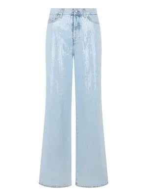 7 FOR ALL MANKIND 7 FOR ALL MANKIND High-Rise Sequin-Decorated Wide-Leg Jeans