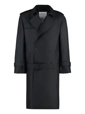 Burberry Silk Trench Jacket With Belt And Back Slit - Black