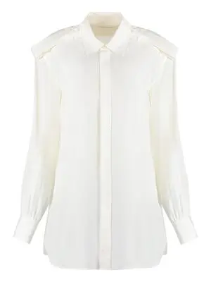 Burberry Silk Shirt With Shoulder Detailing - White