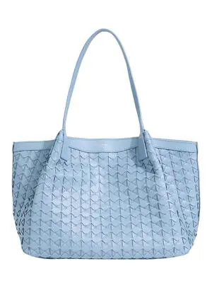 SERAPIAN Secret Mosaico Small Woven Leather Tote - Light Blue