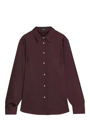 Theory Satin Crepe Button-up Shirt - Merlot