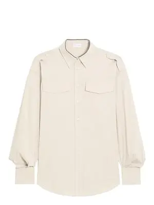 Brunello Cucinelli Embellished Cotton-blend Poplin Shirt - Beige