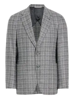 CANALI Canali Cupro Tweed Blazer With Notched Lapel And Vented Back