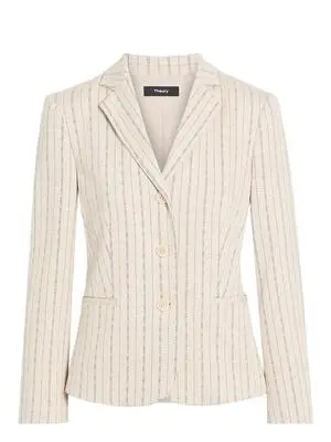 Theory Striped Crepe Blazer - Ecru