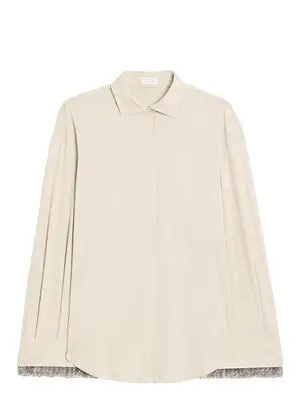 Brunello Cucinelli Embellished Cotton-blend Poplin Shirt - Beige