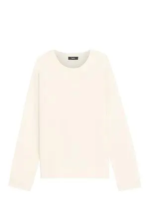 Theory Cashmere Sweater With Ribbed Trims And Drawstring Hem - Ivory