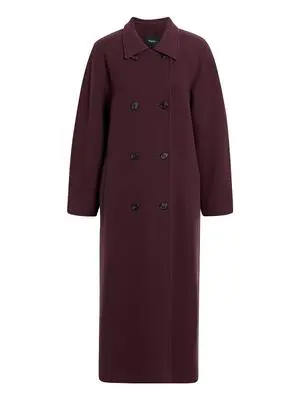 Theory Wool And Cashmere-blend Double-breasted Coat - Plum