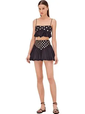 Alexis Alexis Liane Embellished Ruffle Hem Top Black