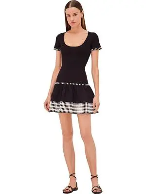 Alexis Lorie Dress With Peplum And Flared Skirt - Black