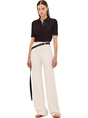 Alexis Alexis Roks Pants - Wide Leg Tailored Trousers With Side Stripe Detail Ivory