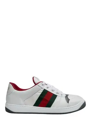 Gucci Screener Sneakers With Red And Green Stripes - Grey