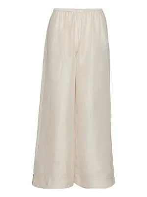 ST. AGNI Woven Check Relaxed Pants - Beige