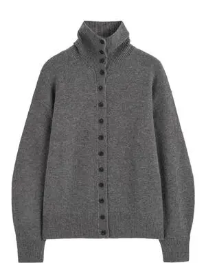 COS COS Sculpted Cashmere Mock-Neck Cardigan