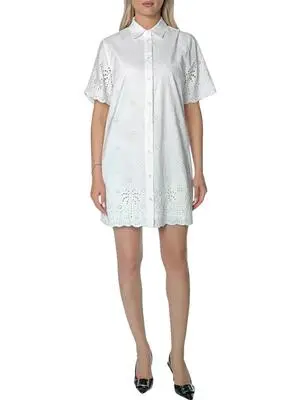 MC2 SAINT BARTH Aurelia Embroidered Shirt Dress - White