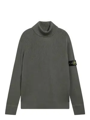 Stone Island Ribbed Knit Roll Neck Sweater - Green