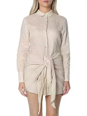 MC2 SAINT BARTH Linen Shirt Dress - Neutrals
