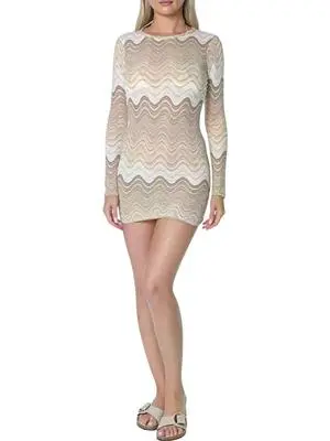 MC2 SAINT BARTH MC2 Saint Barth Short Dress With Multicolor Degradé Wave Pattern