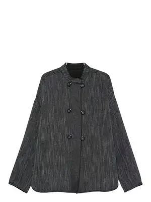 Emporio Armani Double-breasted Herringbone Jacket - Blue