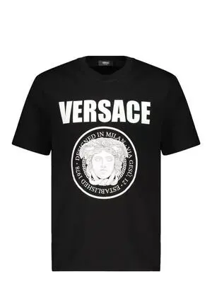 Versace Medusa-print Logo-print T-shirt - Black