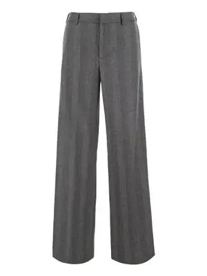 PT TORINO Herringbone Pattern Wide-leg Trousers - Grey