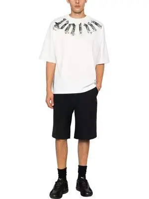 Palm Angels Big Neck Logo Printed T-shirt Neutrals