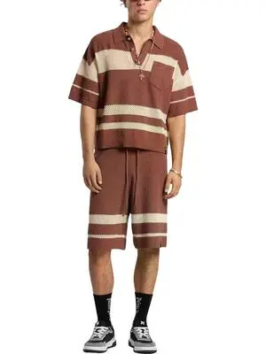Palm Angels Palm Type Loose-knit Shorts - Brown